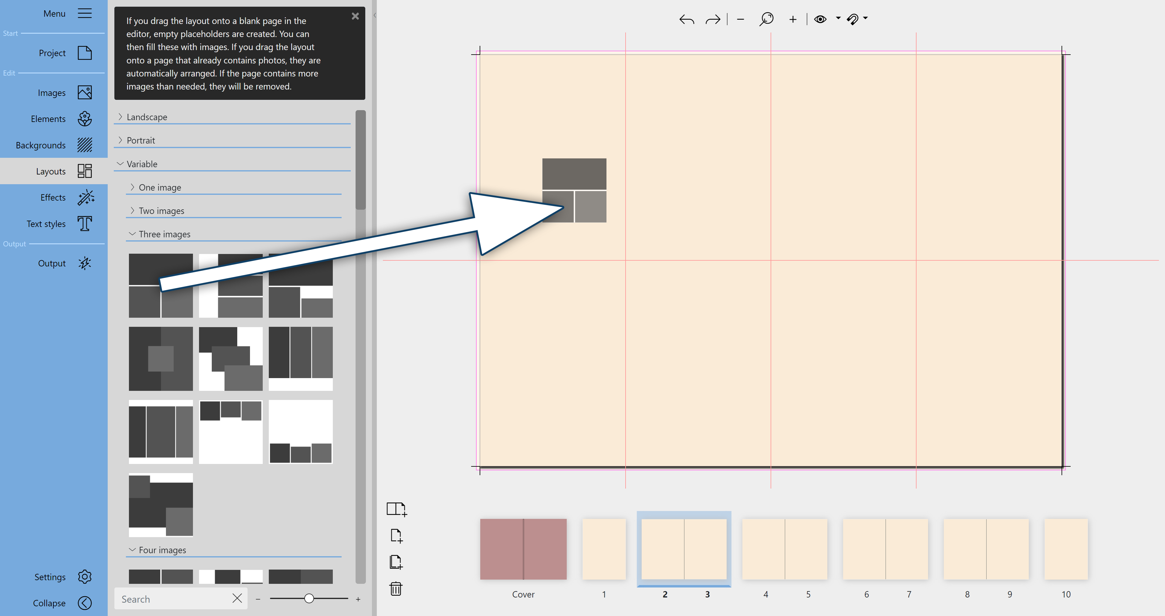 Layouts > Using layouts - YouDesign Photo Book 6